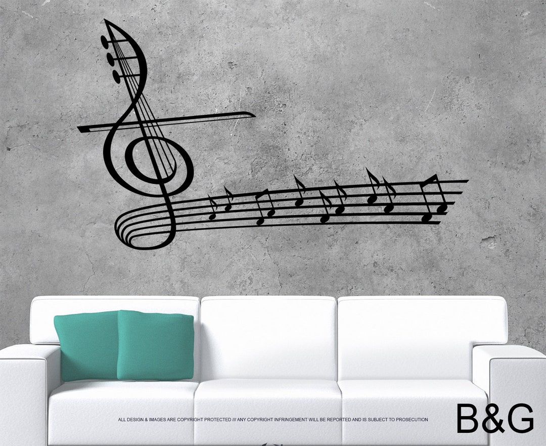 Music Staff Decal, Violin Staff Decor, Music Decal, Notes Décor, Violin ...