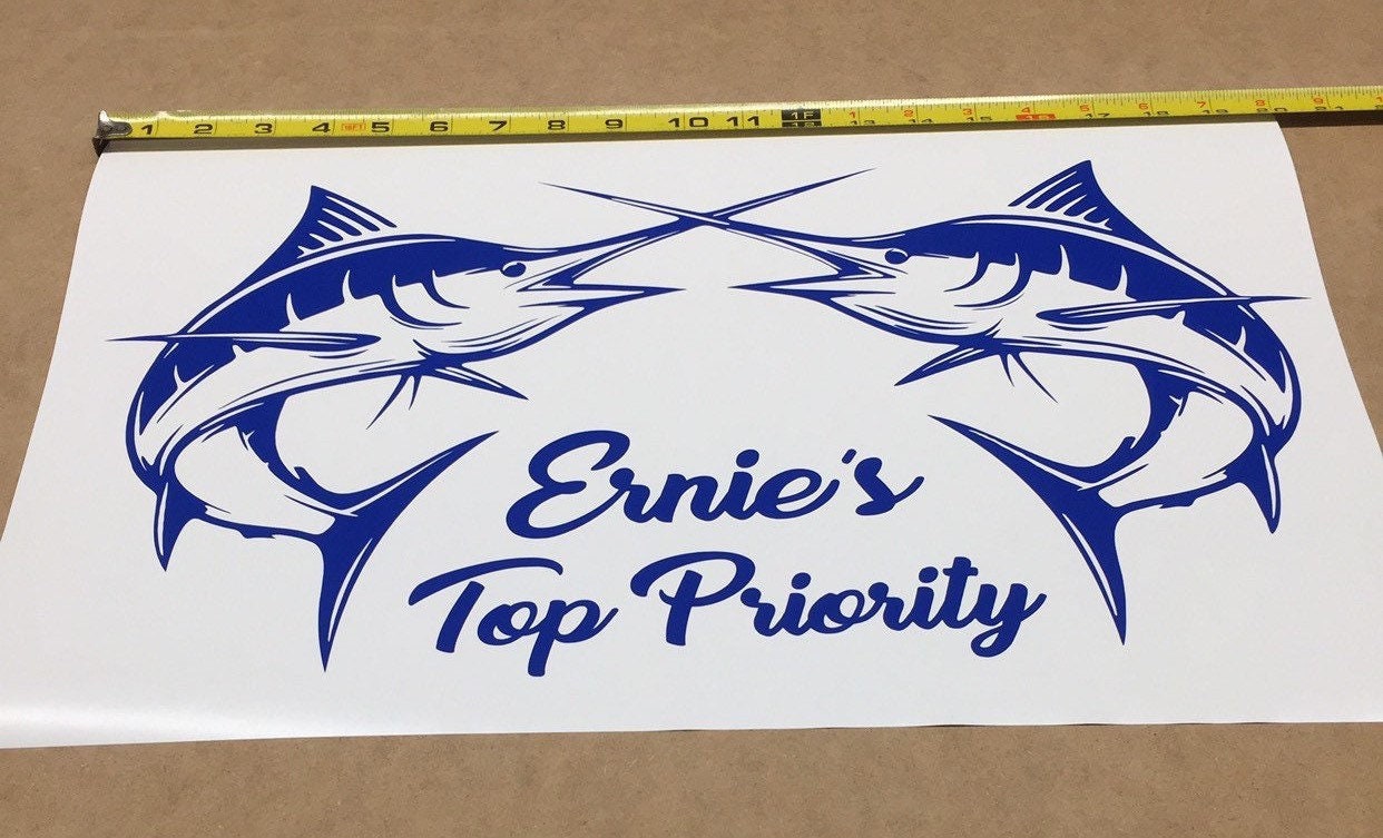 Custom Text Marlin Decal Blue Marlin Personalized Decals - Etsy