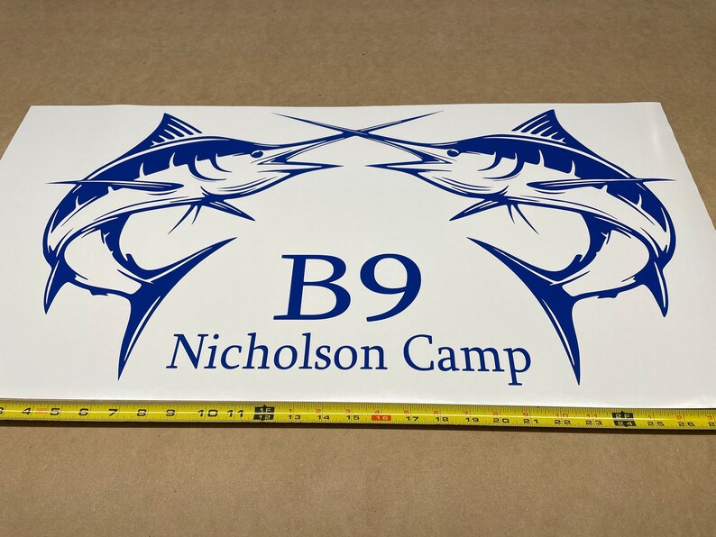 Custom Text Marlin Decal Blue Marlin Personalized Decals - Etsy