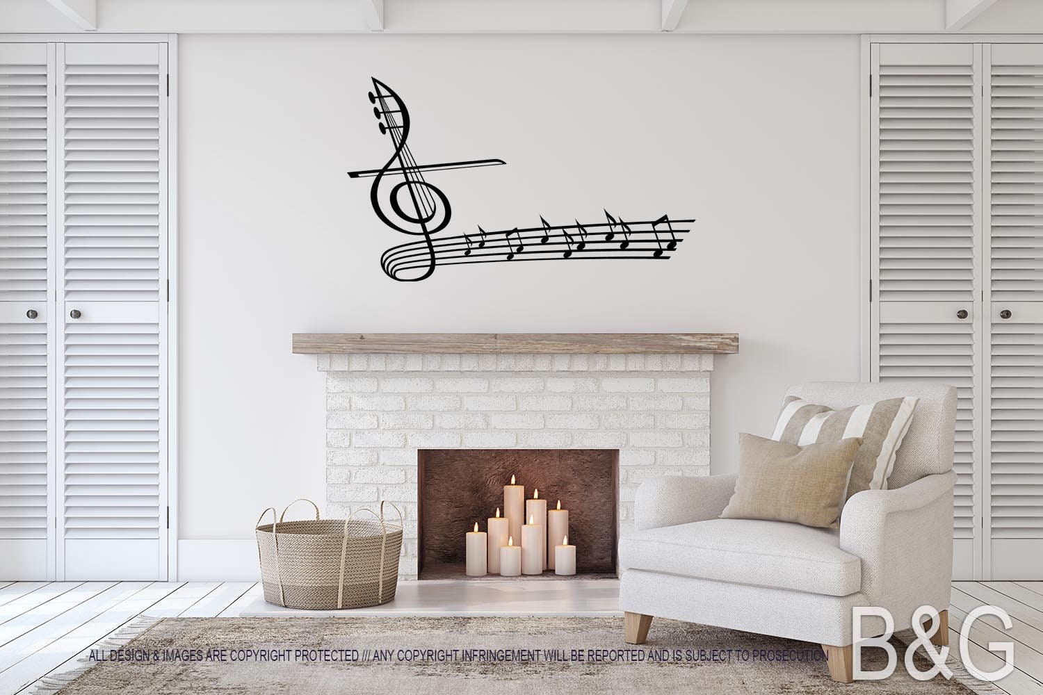 Music Staff Decal Violin Staff Decor Music Decal Notes - Etsy
