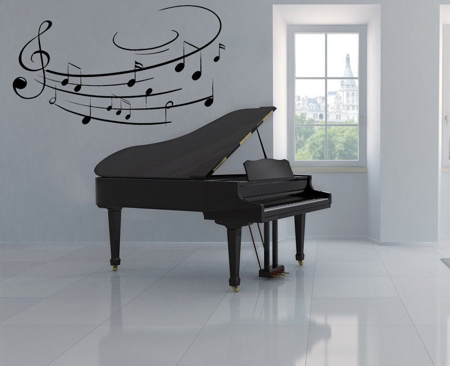 Music Staff Decal Music Staff Decor Music Notes Decal Notes - Etsy