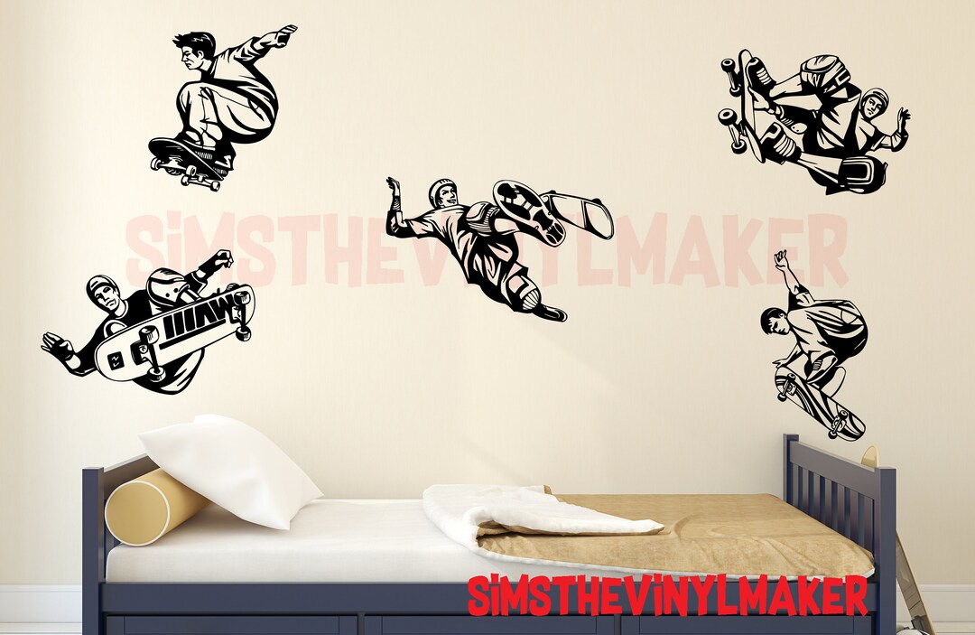 Skater Decals, Set of 5 Skaters Vinyl Sticker, Skate Ramp Guys Vinyl ...