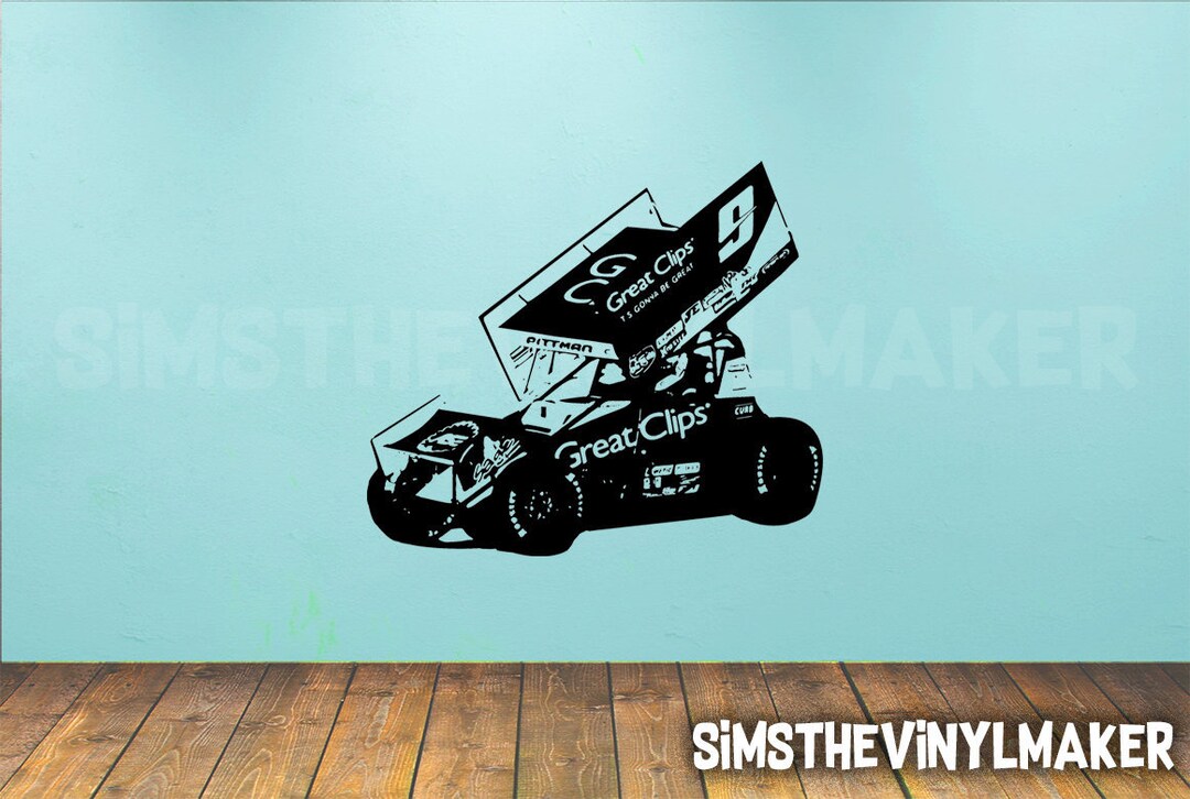 Sprint Car Decal, Outlaws Decal, Race Car Vinyl Sticker, Race Car Mural ...