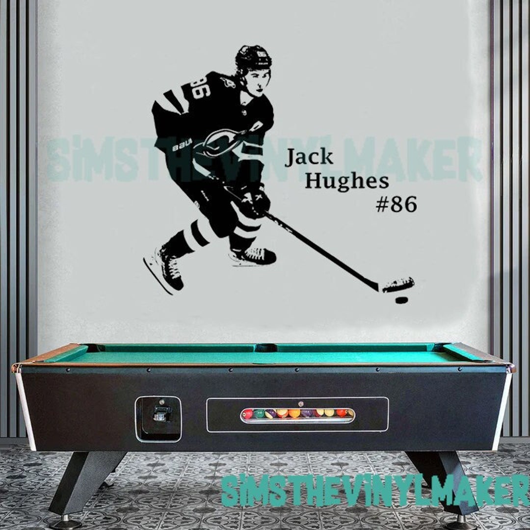 Hockey Decal, Jack Hughes Decal, Boy Bedroom Hockey Decor, Hockey ...