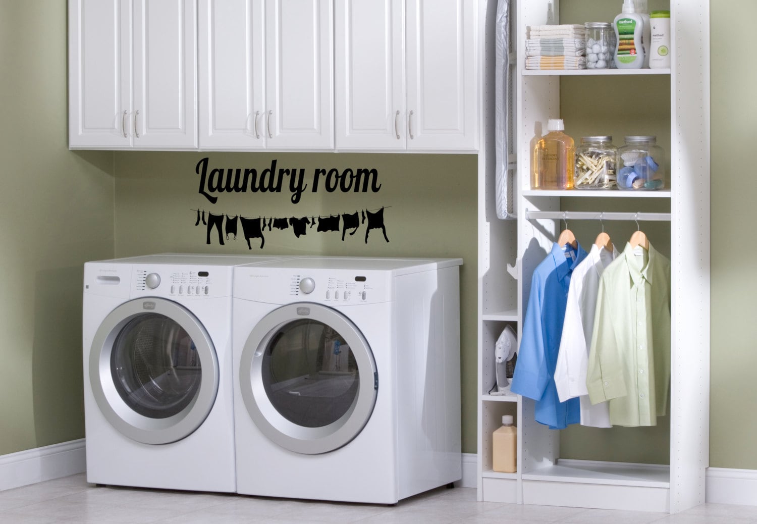 Laundry Room Decal laundry vinyl sticker clothesline decal | Etsy