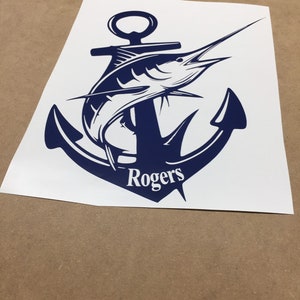 Marlin Decal | Blue Marlin Anchor Decals | Fishing Stickers | Marlin ...