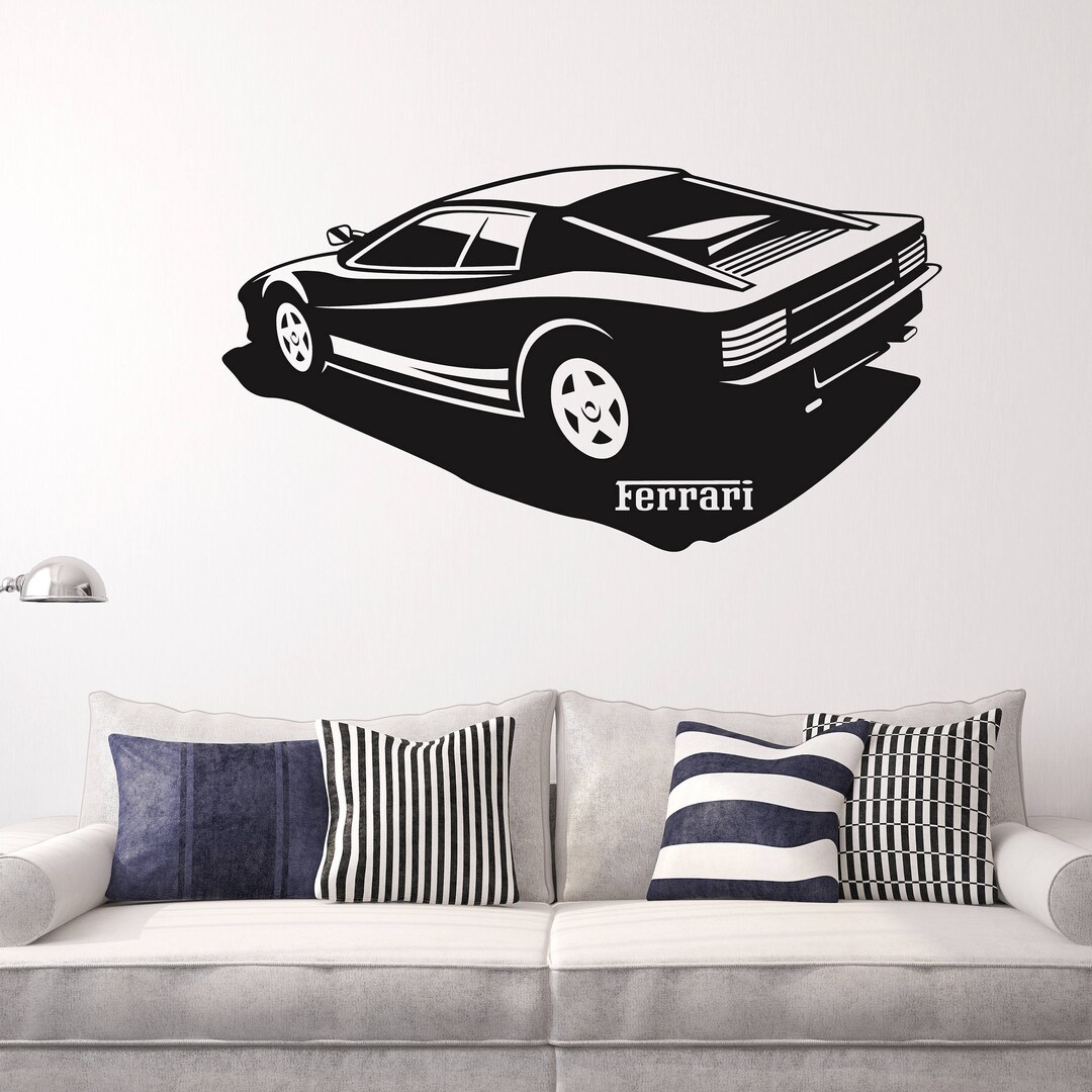 Large Ferrari Decal, Exotic Car Vinyl Sticker, Office Decal, Boys ...