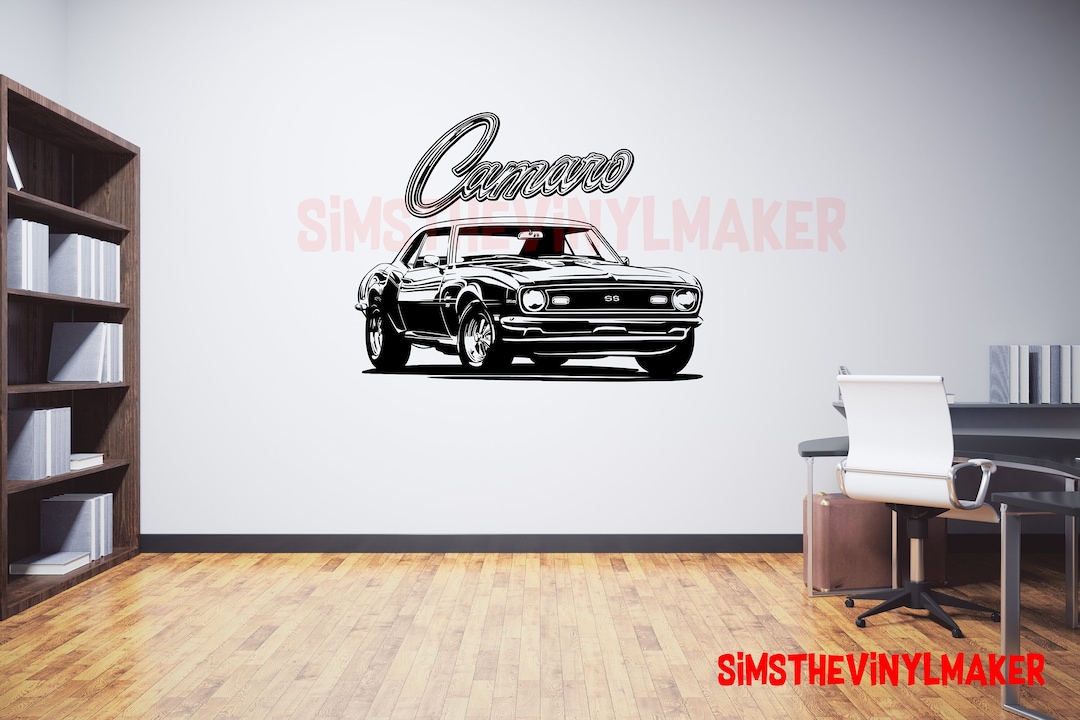 Large Muscle Car Decal, Chevy Camaro Vinyl Sticker, 1968 Camaro Decal ...