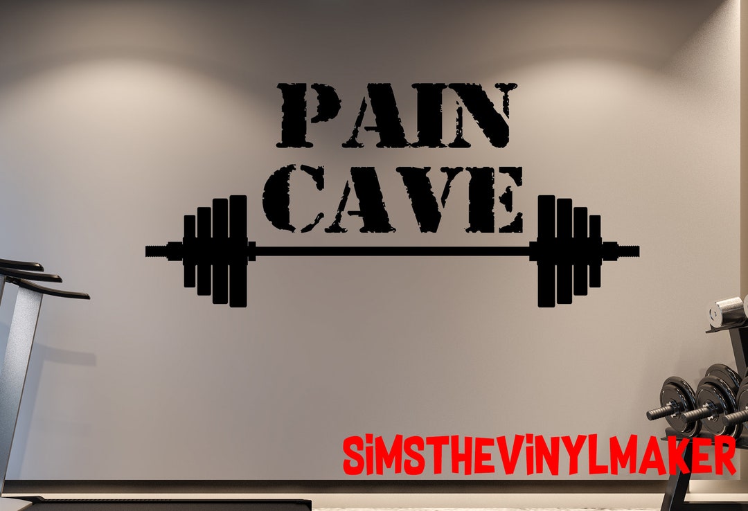 Pain Cave Decal, Motivational Gym Quote, Gym Wall Decal, Wall Art Vinyl ...