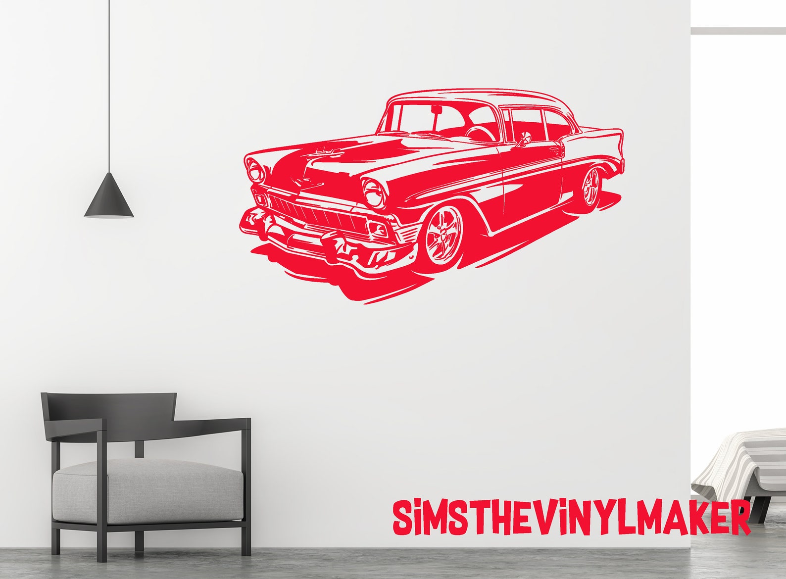 1956 Bel Air Hot Rod Vinyl Decal, Garage Mancave Wall Art - Etsy