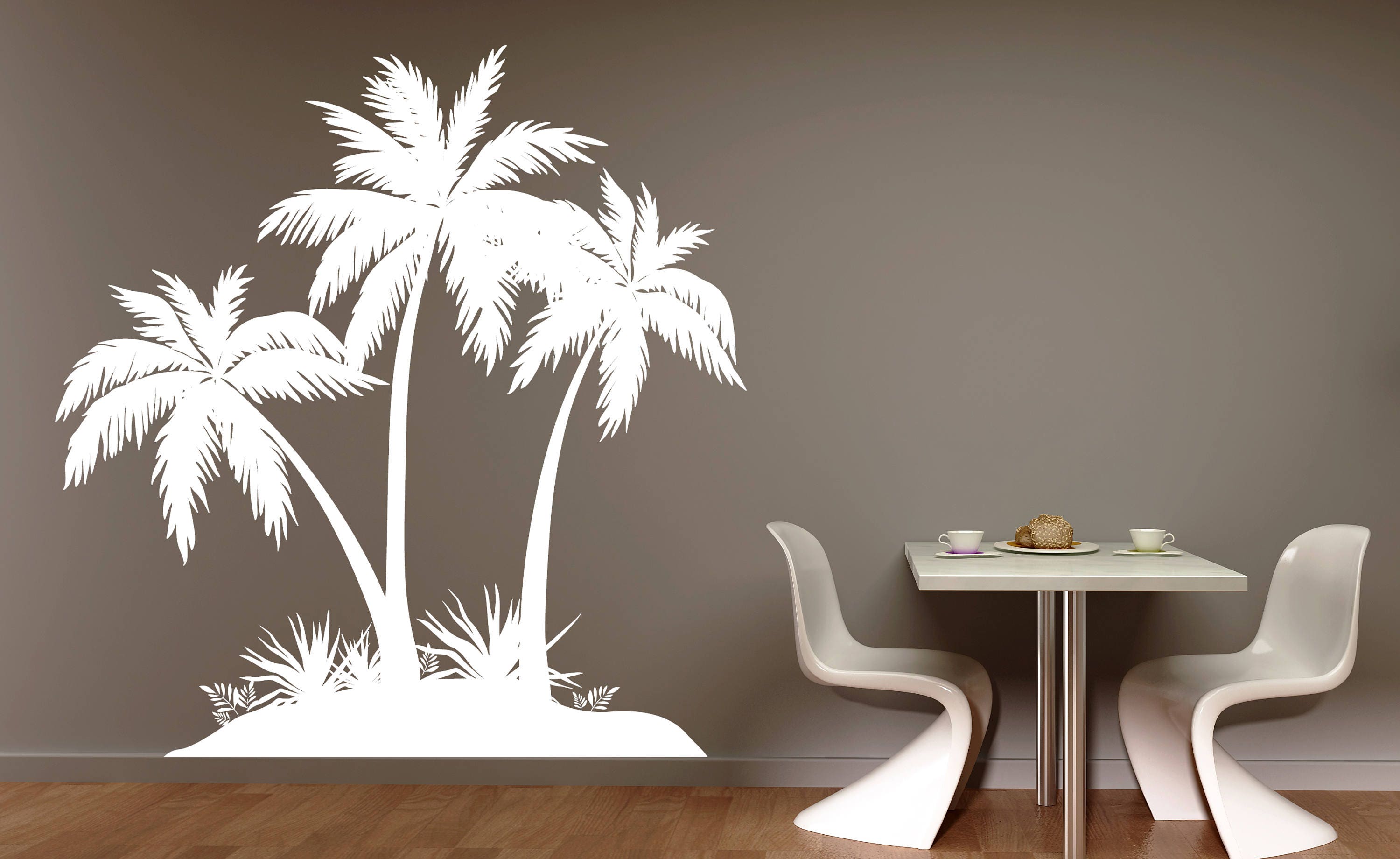 Island Palm Tree Wall Decal, 3 Palm Trees Vinyl Sticker, Island Palm ...