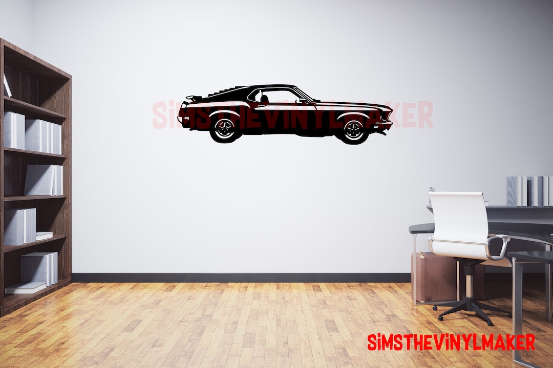 1969 Mustang Wall Decal, Mustang Boss 302 Office Wall Decor, Mustang ...