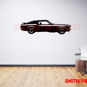 1969 Mustang Wall Decal, Mustang Boss 302 Office Wall Decor, Mustang ...