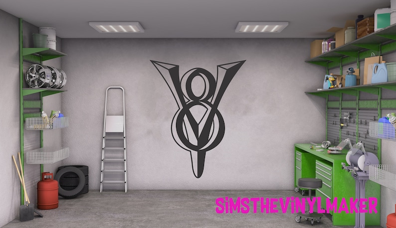 V8 Emblem Vinyl Decal Large V8 Crest Wall Mural V8 Motor - Etsy