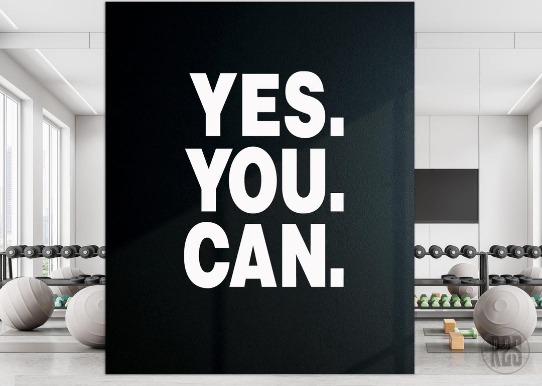 Yes You Can - Motivational Gym Wall Decal – Fitness Inspiration for ...