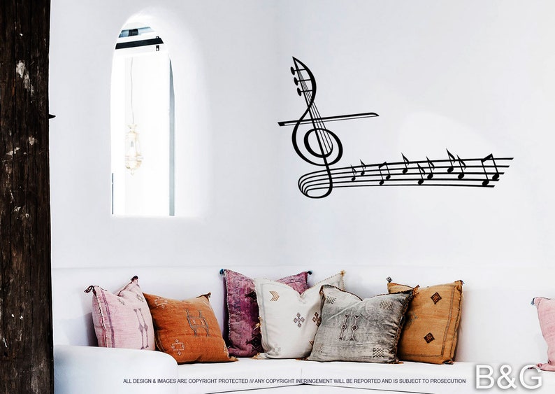 Music Staff Decal Violin Staff Decor Music Decal Notes - Etsy
