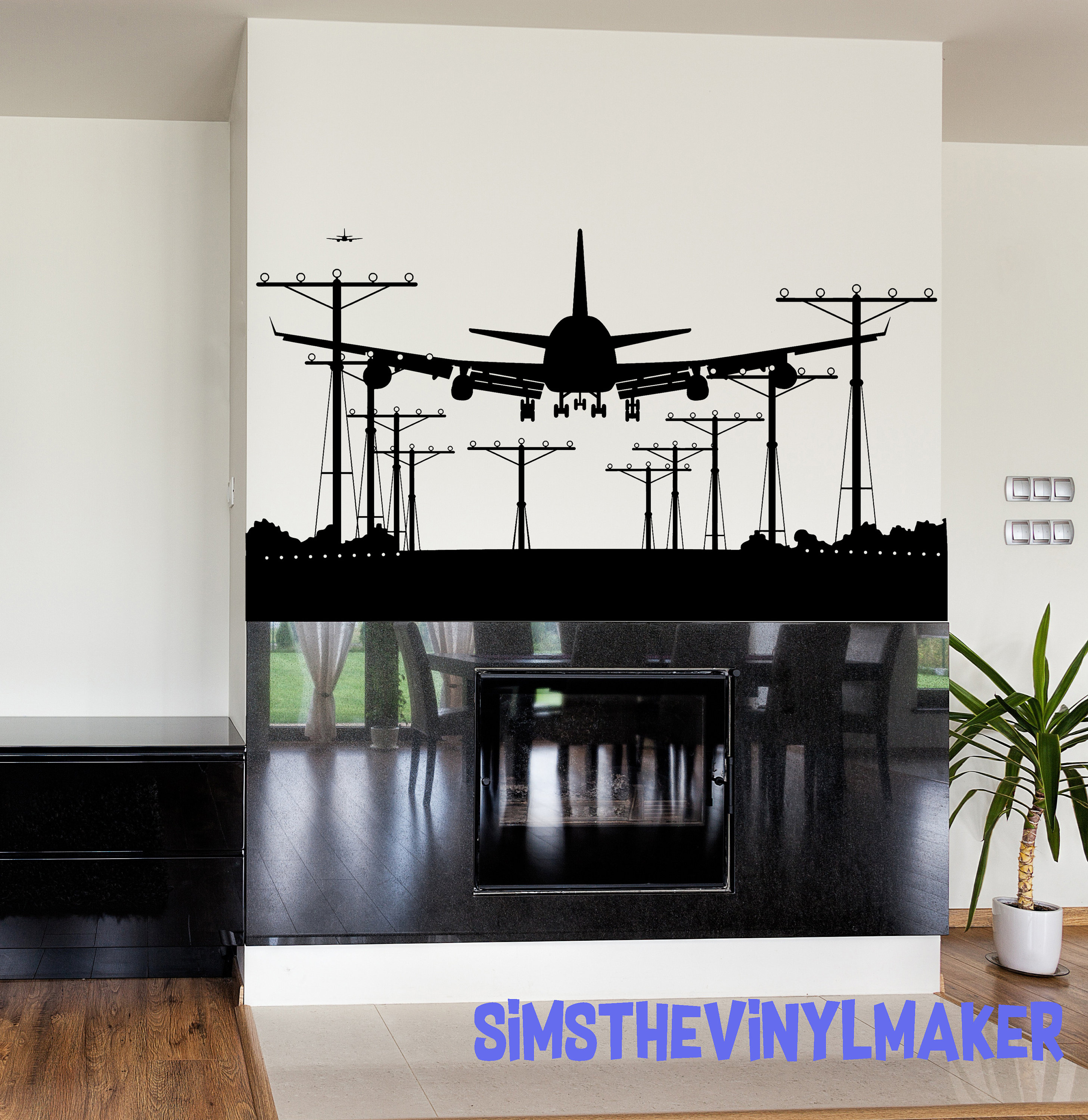Airport landing decal living room wall decor airplane | Etsy