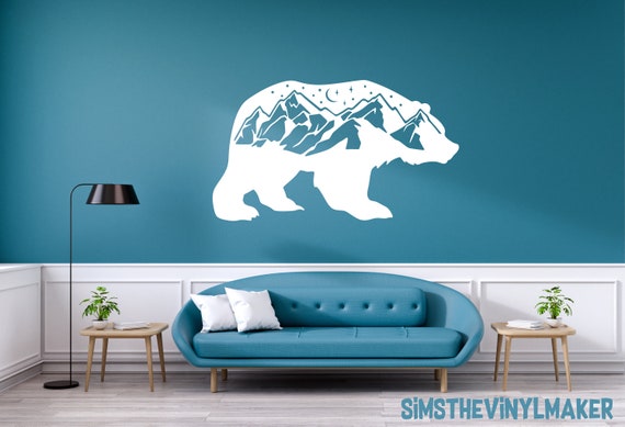 Bear With Mountains Decal Nature Bear Vinyl Sticker | Etsy