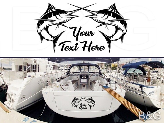 Custom Text Marlin Decal Blue Marlin Personalized Decals | Etsy