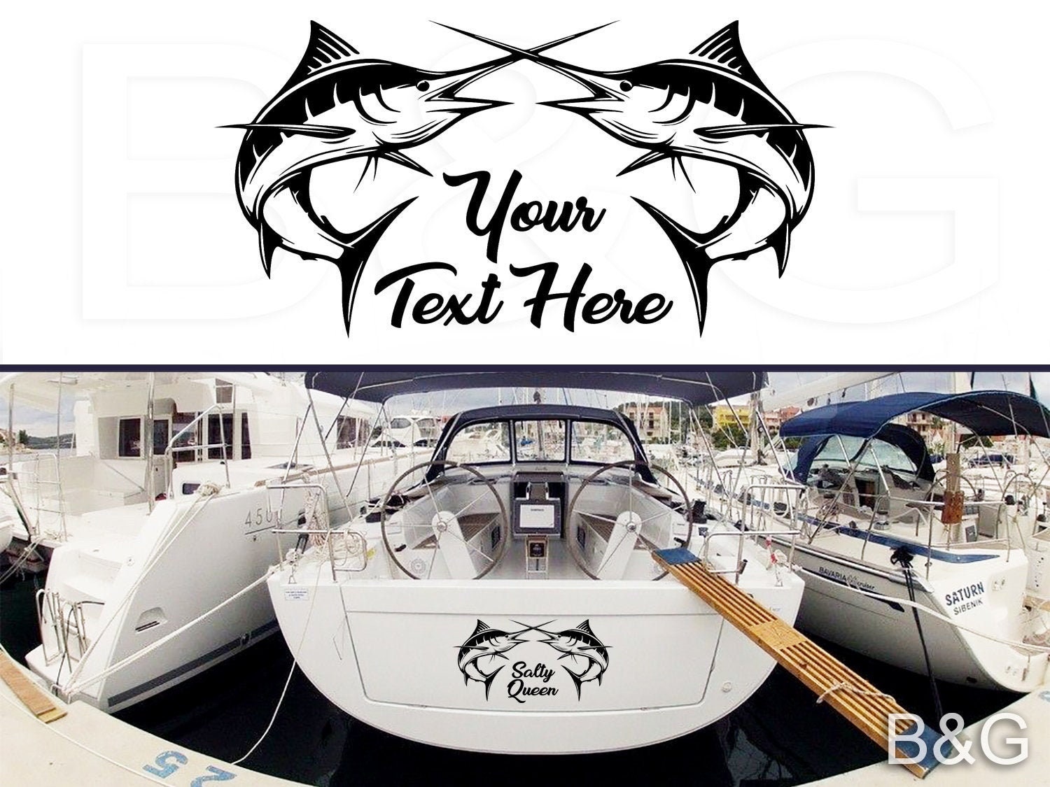 Custom Text Marlin Decal Blue Marlin Personalized Decals | Etsy