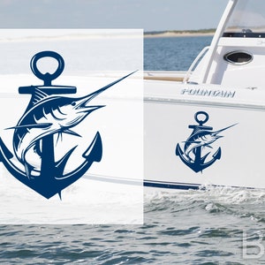 Marlin Decal | Blue Marlin Anchor Decals | Fishing Stickers | Marlin ...