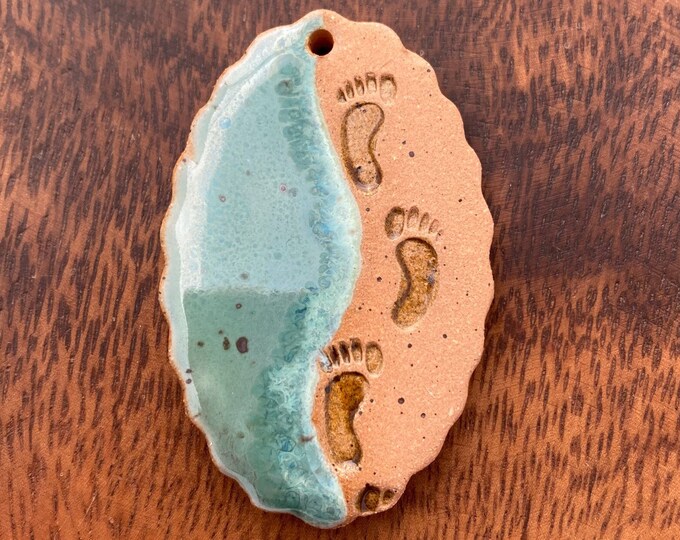 Ceramic Footprints in the Sand Pendant, Boho, DIY Jewelry Supplies, DIY ...
