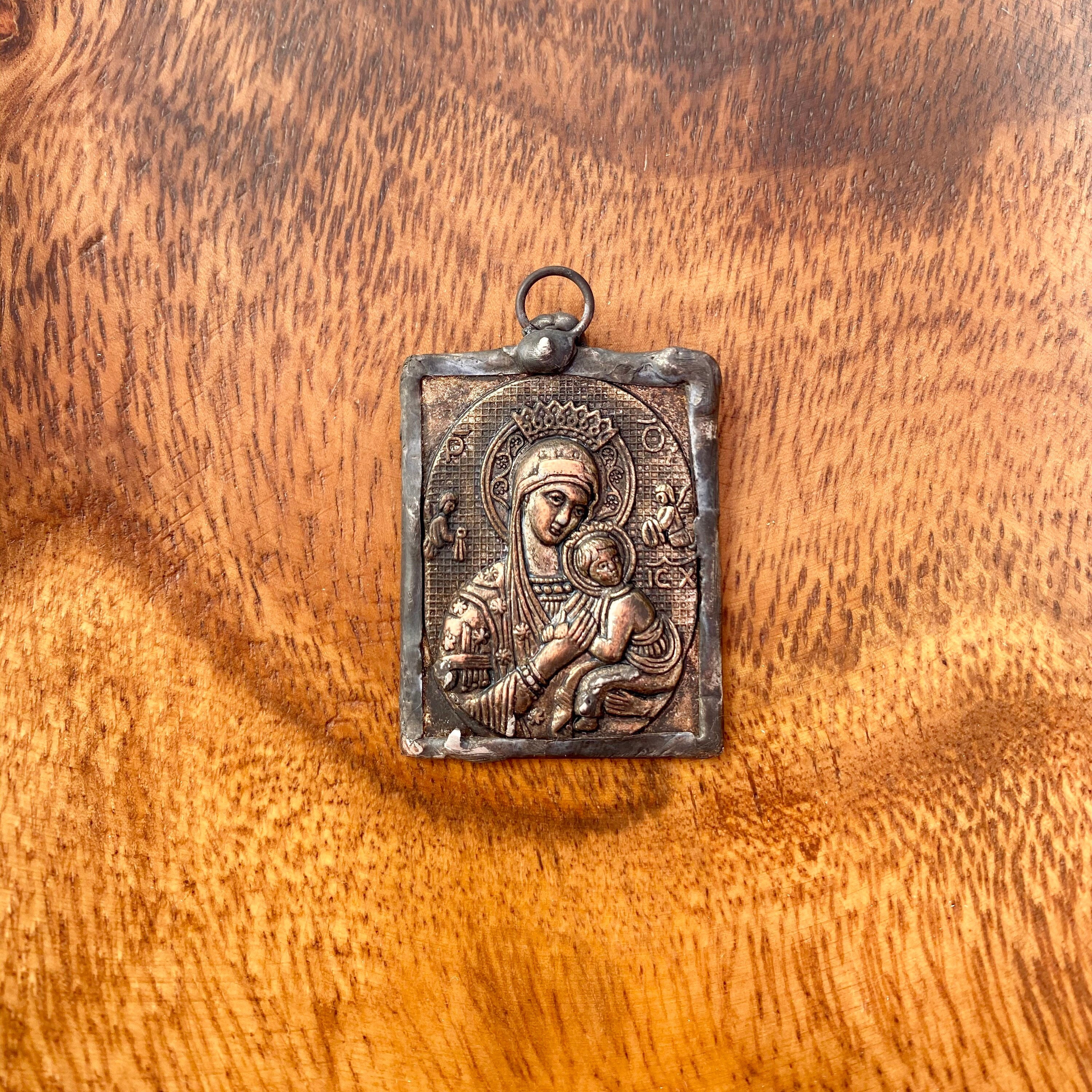 Our Lady of Perpetual Help Pendant: Rustic Catholic Medal - Etsy