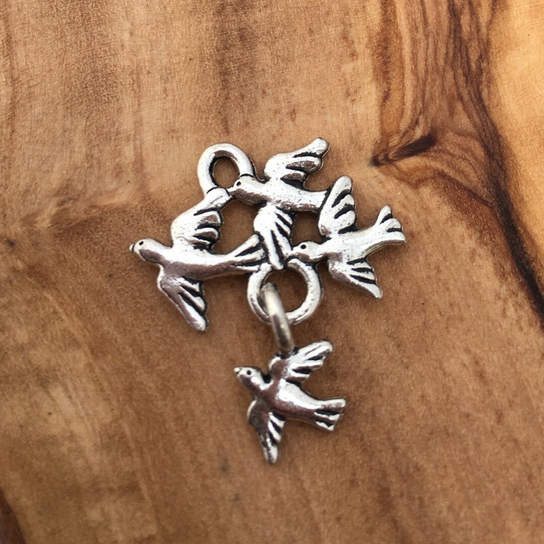 Flying Birds Charm, Flying Doves Charm, Antique Pewter Charm, Christian ...