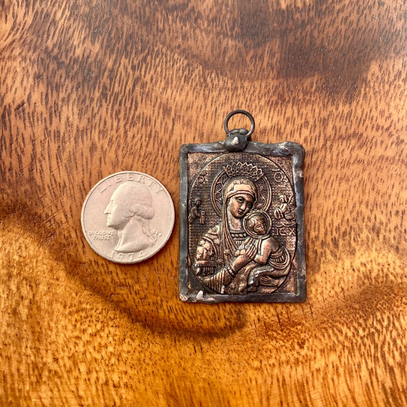 Our Lady of Perpetual Help Pendant Catholic Medal Rustic - Etsy