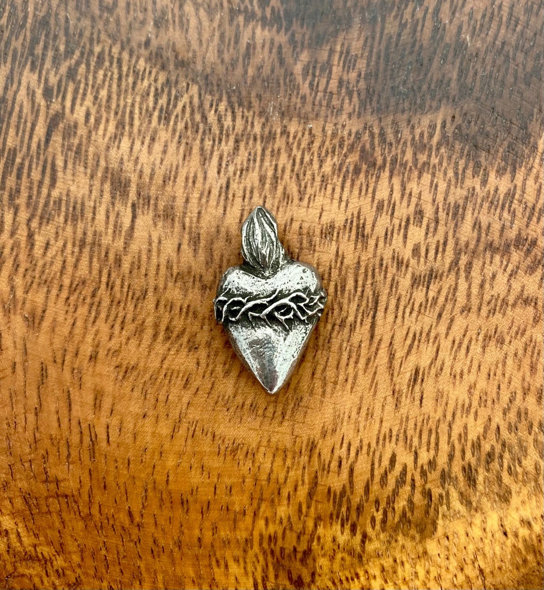 Sacred Heart Pewter Charm, Green Girl Studios Charm, Sacred Heart Charm ...