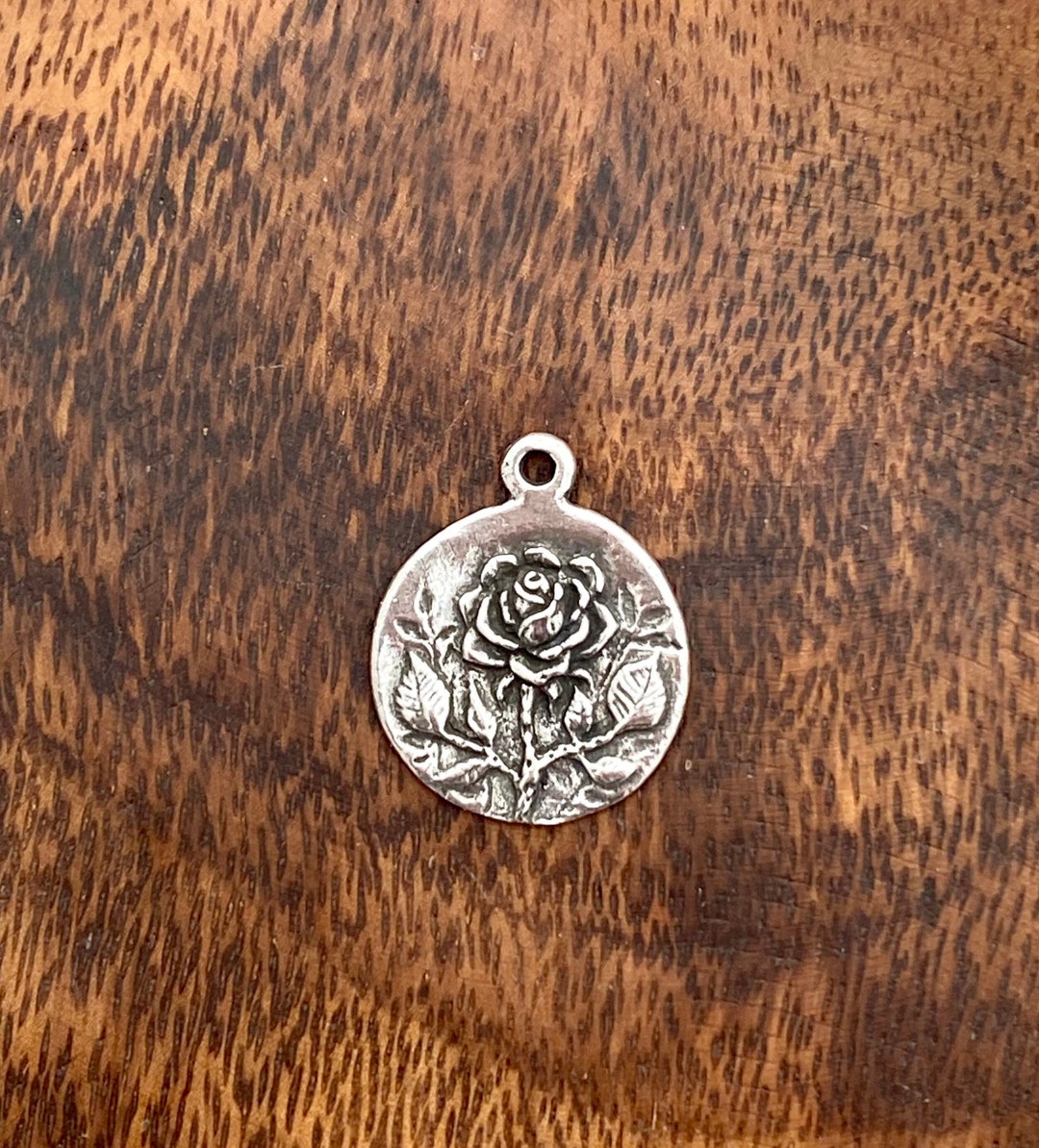 Love Rose Charm, Silver Pewter Charm, Antique Pewter Charm, Rose Charm ...