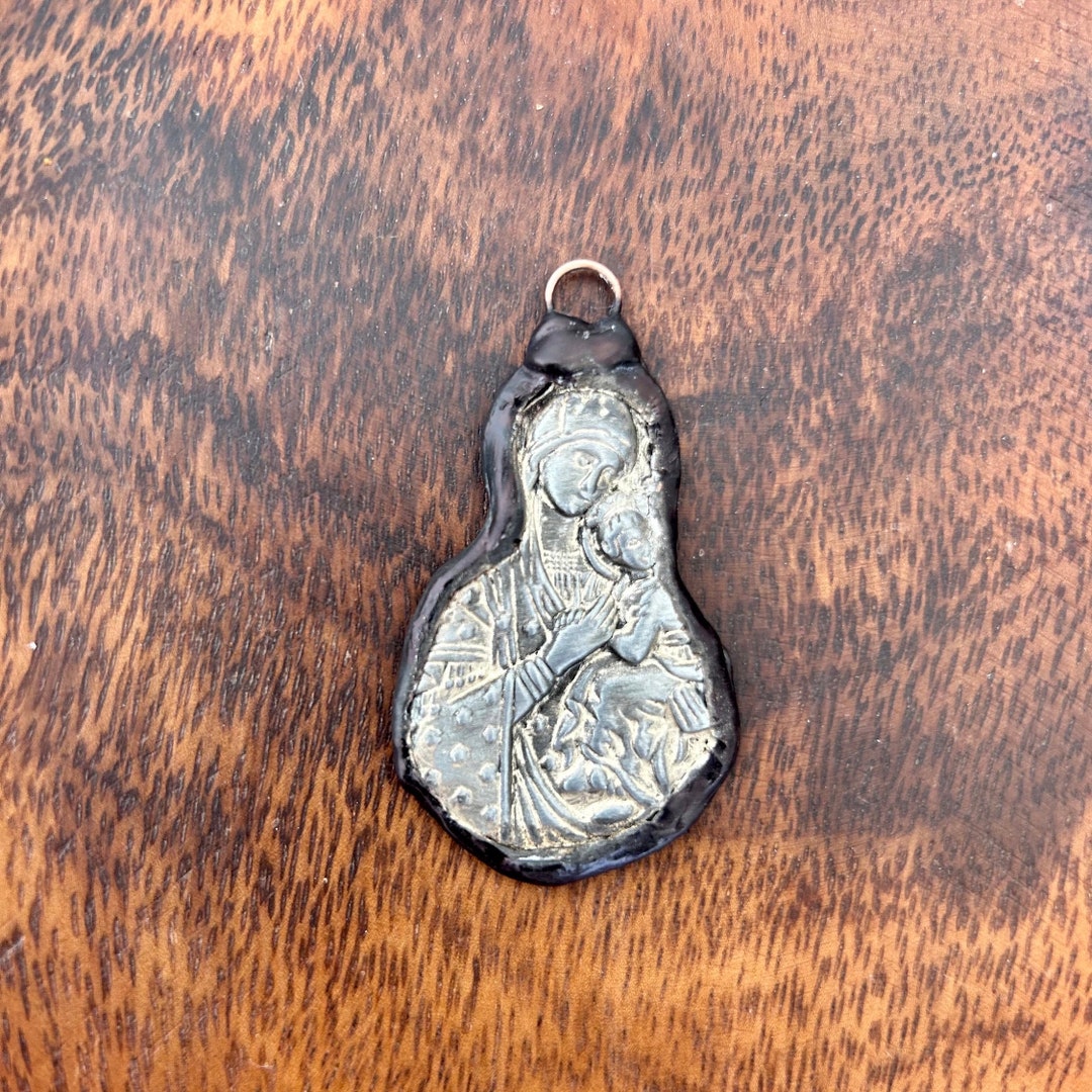 Mother Mary & Jesus Child Pendant Orthodox DIY Jewelry - Etsy