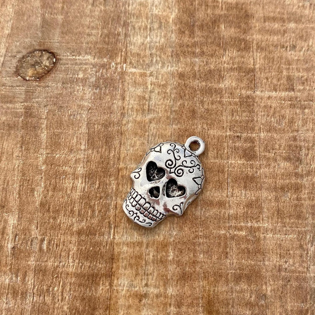Sugar Skull Charm, Pewter Sugar Skull, Latina Jewelry, Christian Charm ...