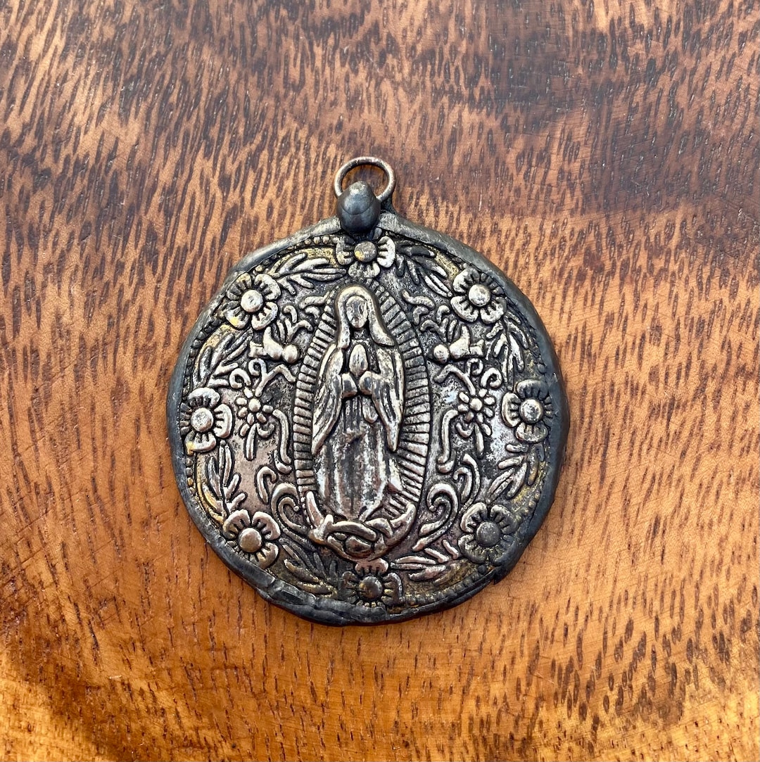 Our Lady of Guadalupe Pewter Pendant: Oxidized Catholic Charm - Etsy