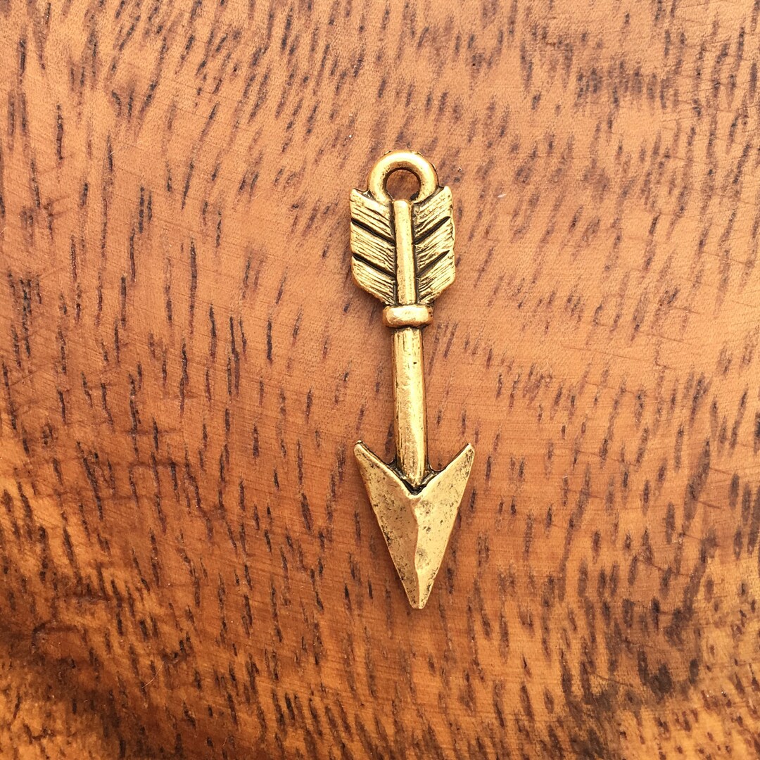 Arrow Charm, Gold Charm, Gold Arrow Charm, Rustic Arrow Charm, Small ...