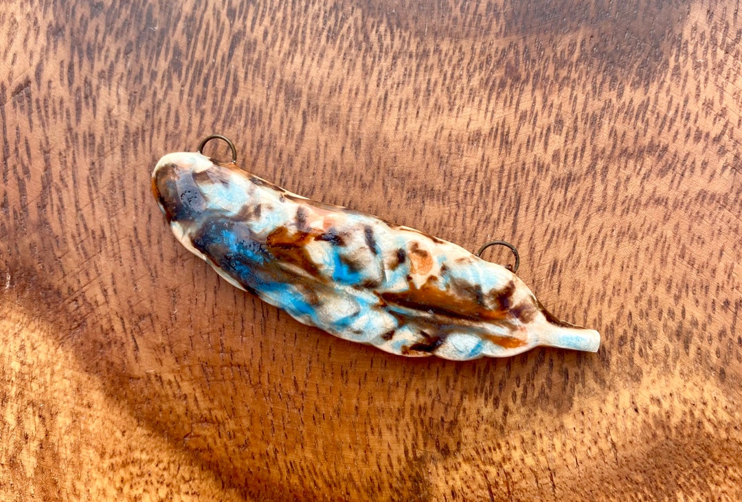 Ceramic Feather Pendant: Boho DIY Jewelry Supply, Handmade USA - Etsy
