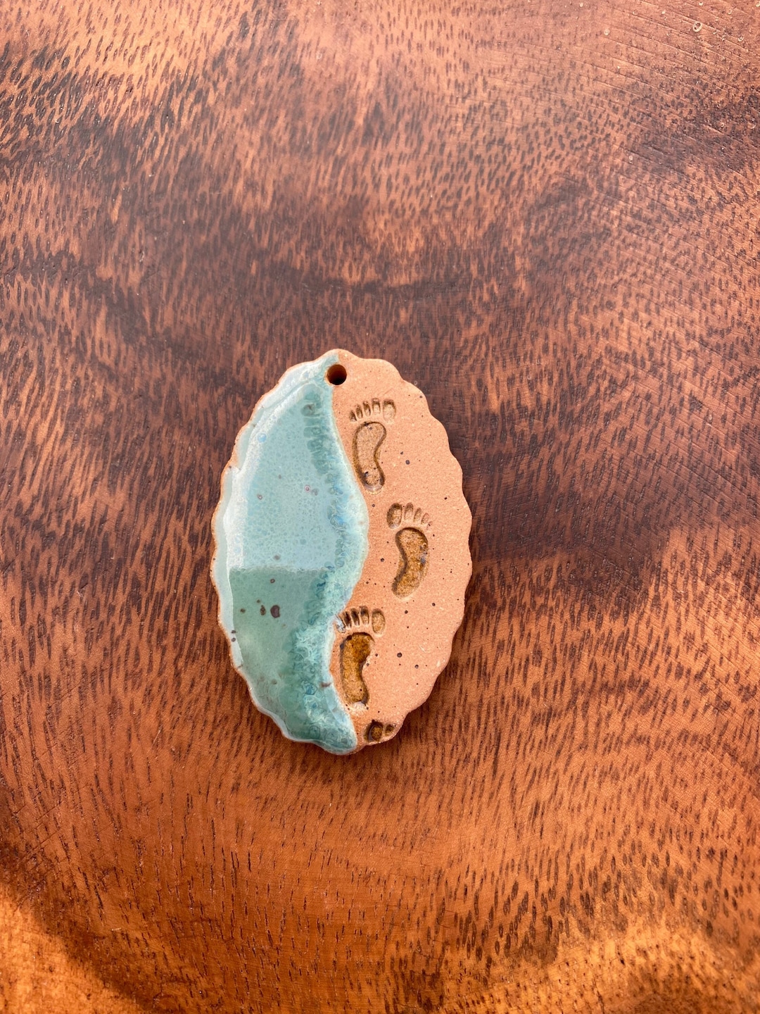 Ceramic Footprints in the Sand Pendant, Boho, DIY Jewelry Supplies, DIY ...