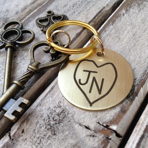 Handwritten Keychain- Brass Circle Vintage Style Key Chain -choose Font ...