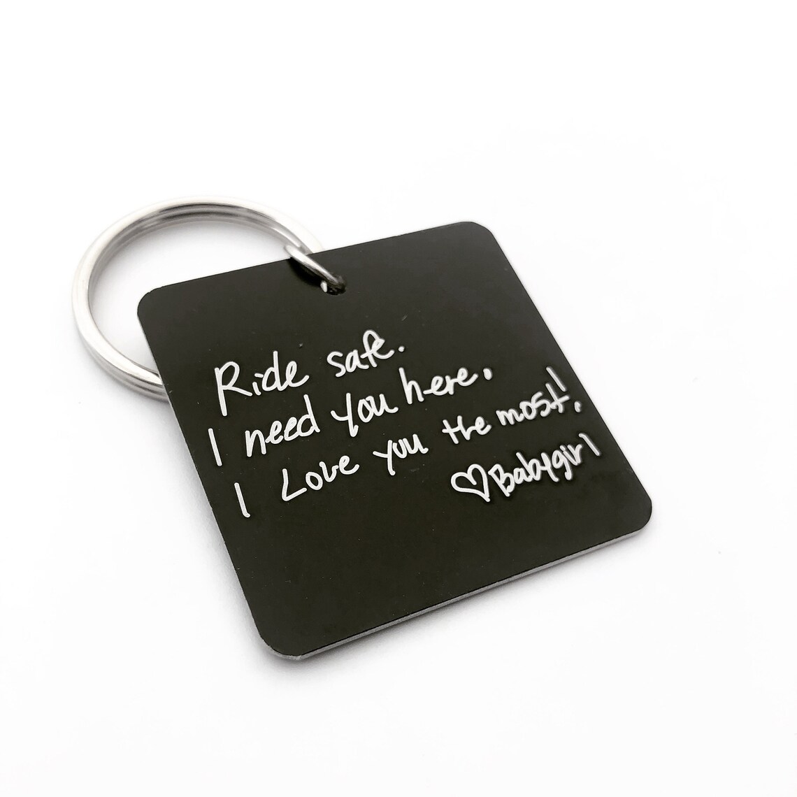 Picture Key Chain - Square, Black Metal Keychain - Personalized Front ...