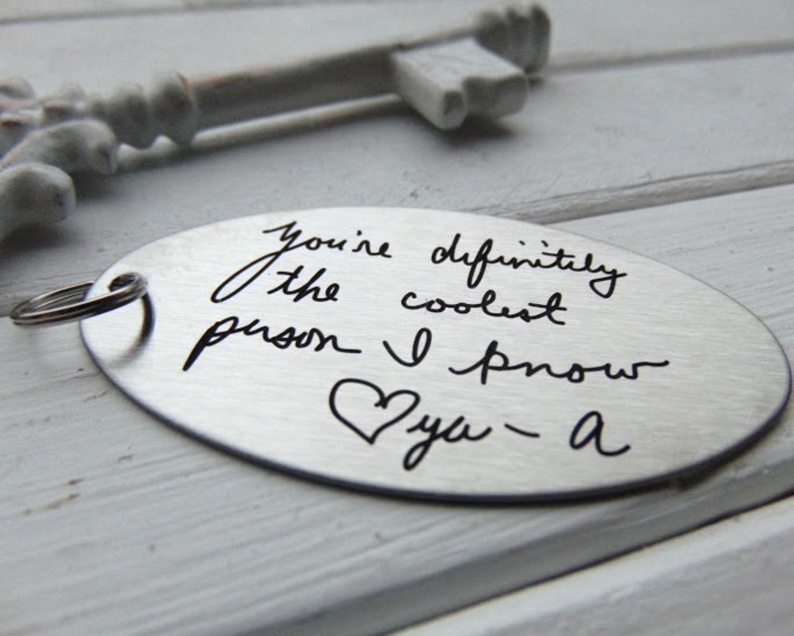 Custom Engraved Key Chain Handwriting Option Reveal Party - Etsy
