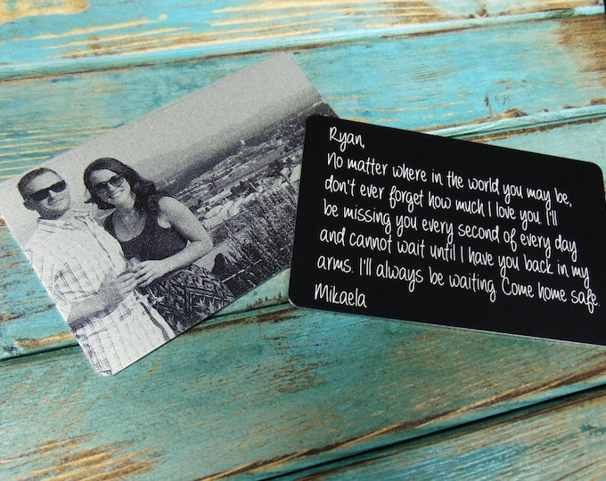 Engraved Wallet Insert Love Note Your Handwriting Option - Etsy