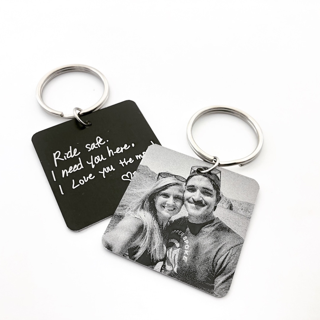 Personalized Photo Keychain -square Pic-customized W/your Handwritten ...