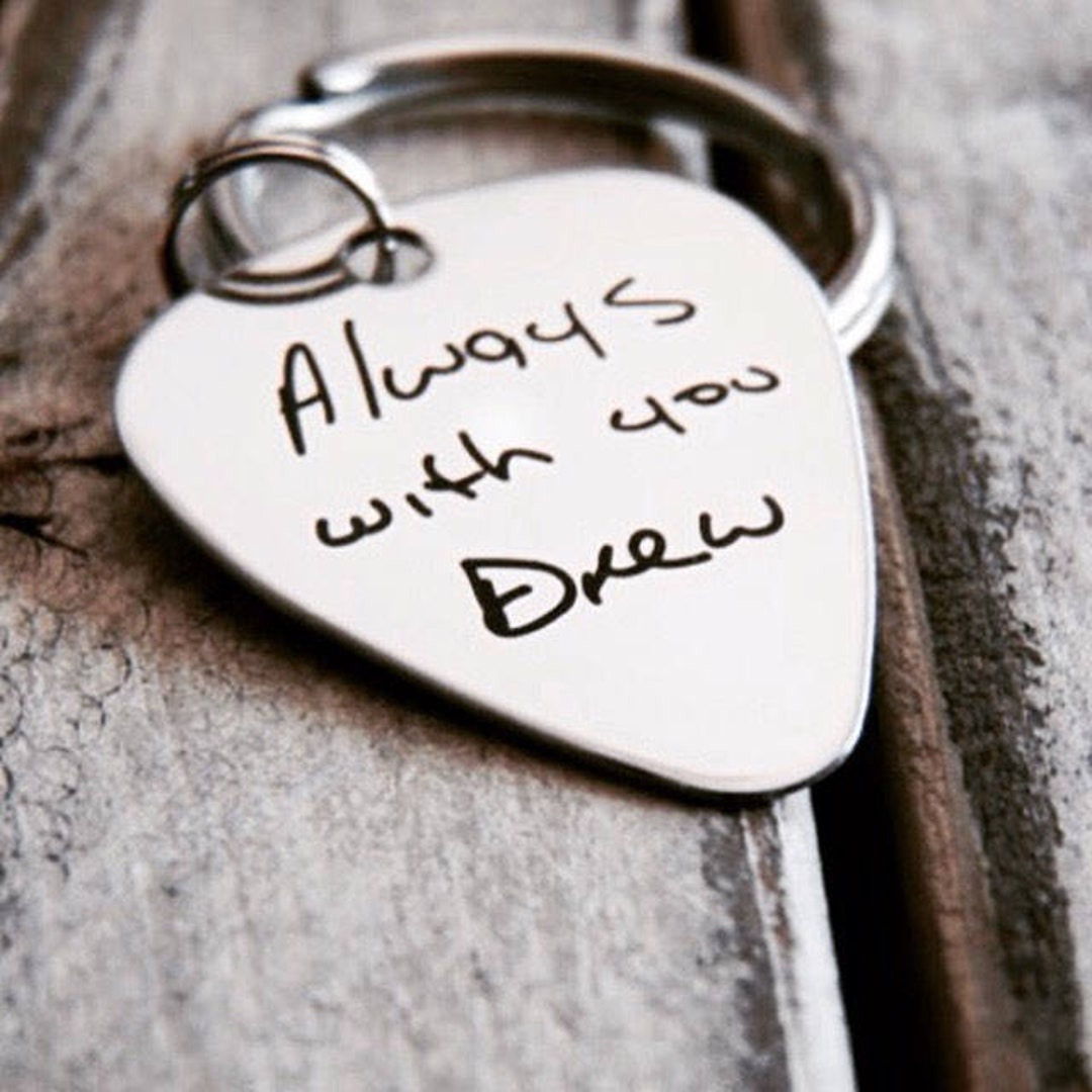 Guitar Pick Key Chain, Your Handwriting Keychain - or Font ...