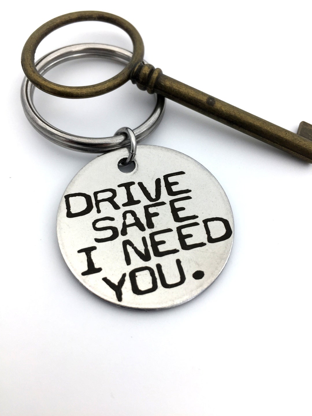 Drive Safe Key Chain _ Stainless Steel or Brass _custom Back Engraving ...