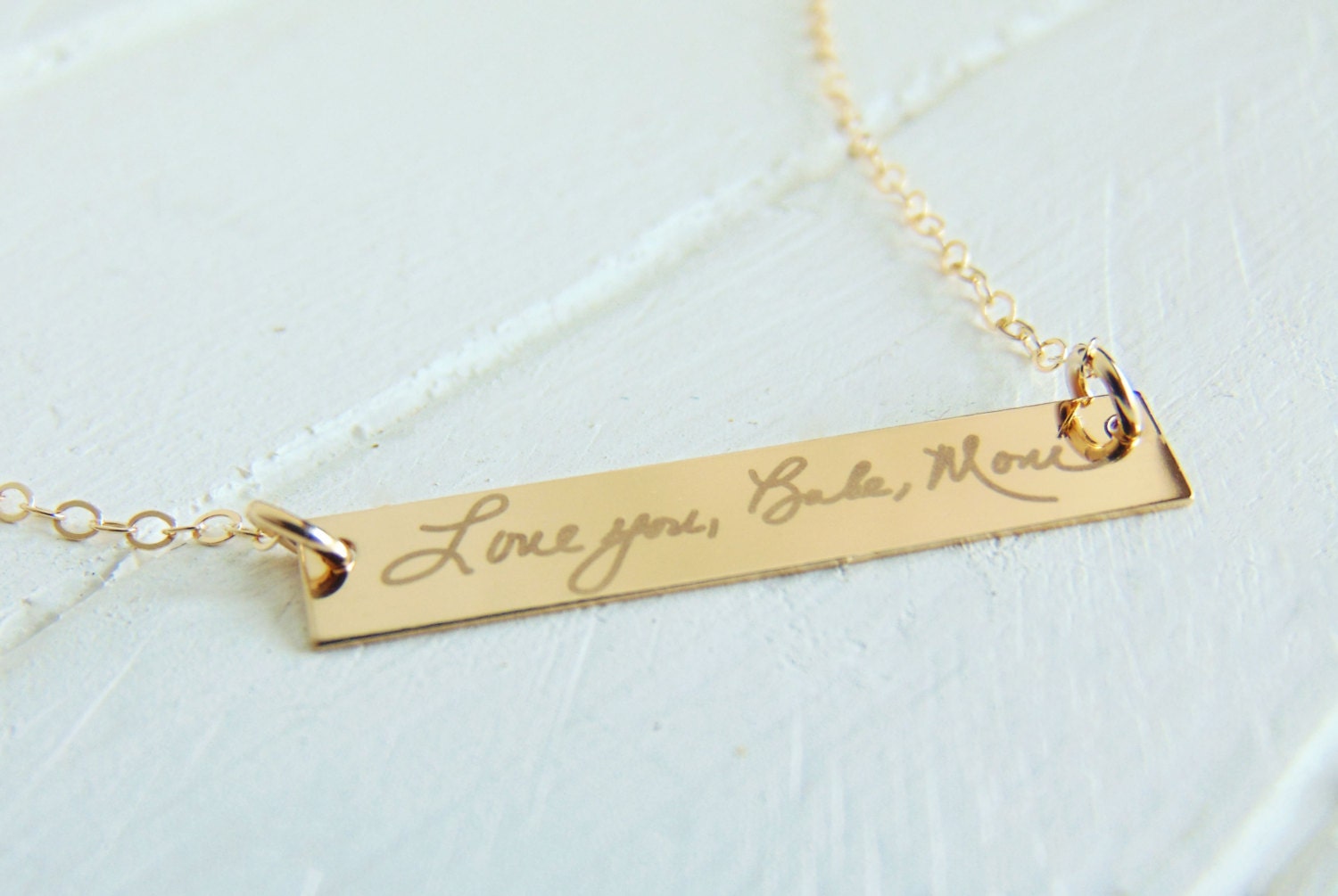 Handwritten Horizontal Bar Necklace - YOUR HANDWRITING, or Custom Text ...