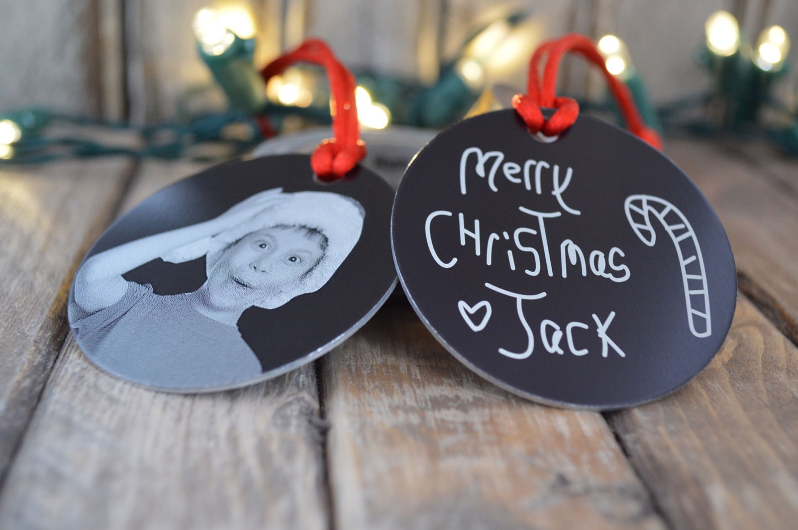 Personalized Photo Ornament two Inch Circle Engraved Metal | Etsy