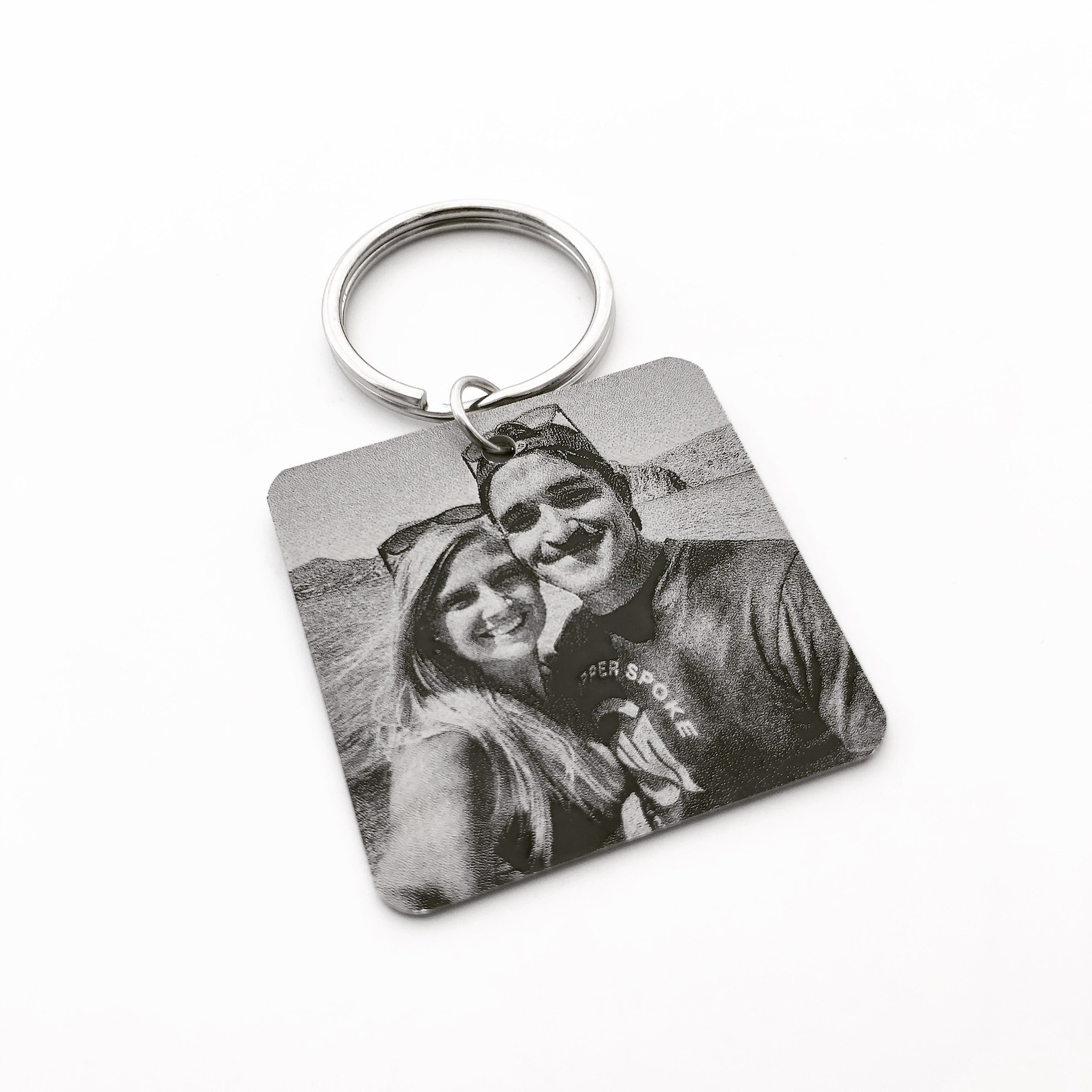 Picture Key Chain - Square, Black Metal Keychain - Personalized Front ...