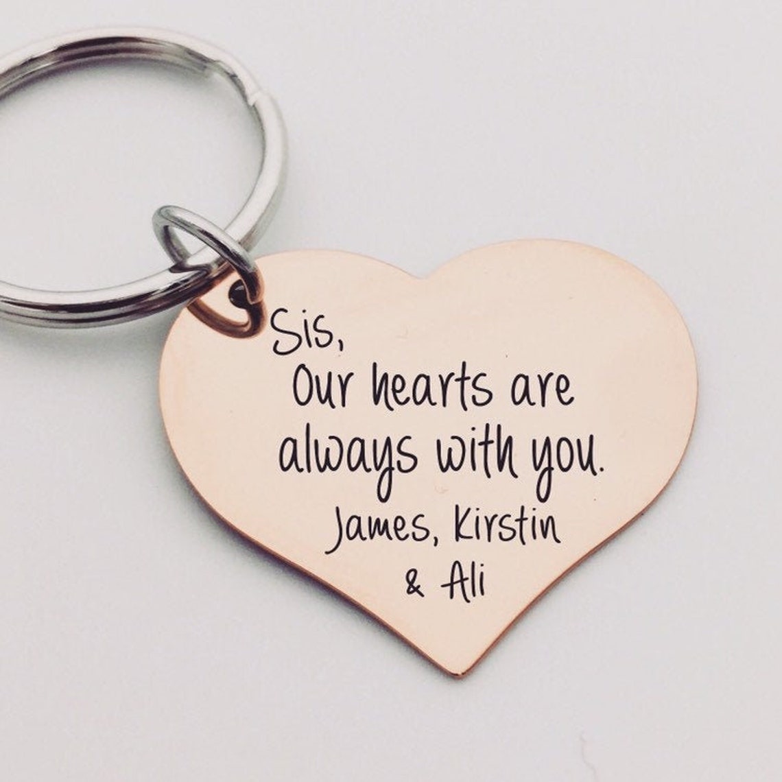 Handwritten Heart Key Chain rose Gold Titanium Steel Key - Etsy