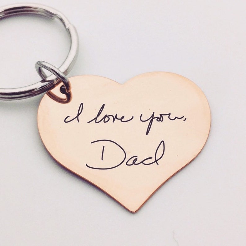 Handwritten Heart Key Chain rose Gold Titanium Steel Key - Etsy