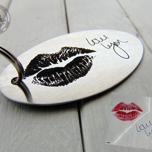 Your Actual Lips Imprint Handwritten Steel Key Chain or - Etsy